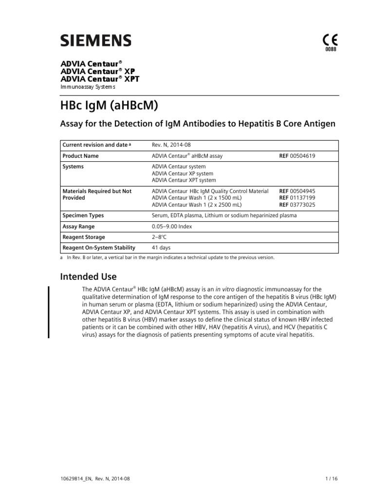 HBC IgM Outside US - ADVIA Centaur, XP, and XPT - Rev N DXDCM ...