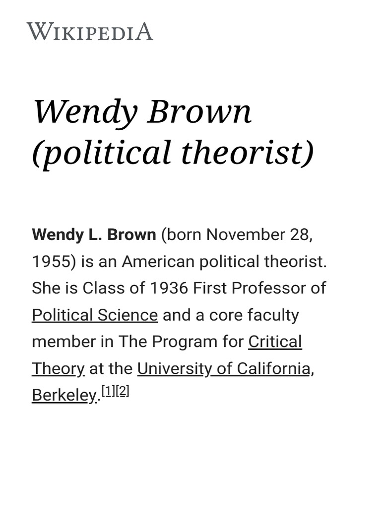 Wendy_Brown_political_theorist | PDF | Political Science