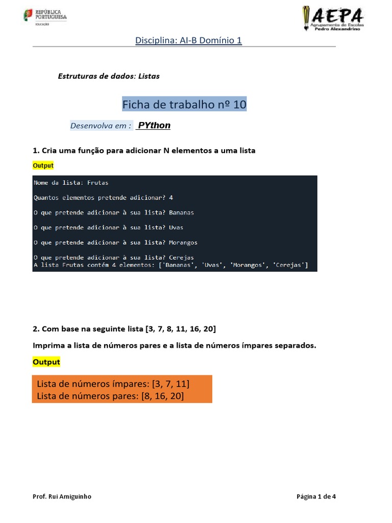 Exercício de Python - Listas | PDF