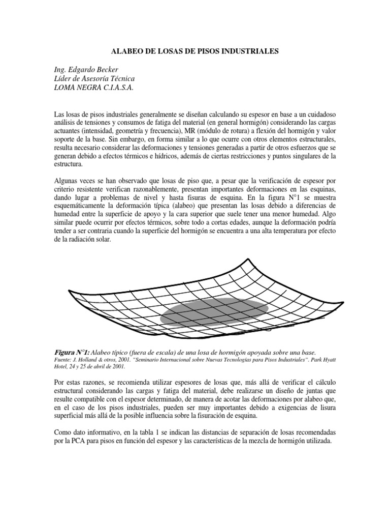 Alabeo de Losas de Pisos Industriales | PDF | Hormigón | Fatiga (material)