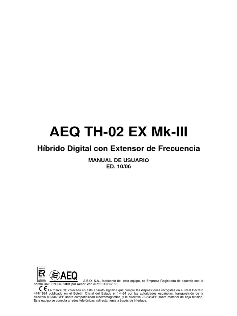 AEQ TH-02 EX mkIII ESP | PDF | Teléfono | Altoparlante