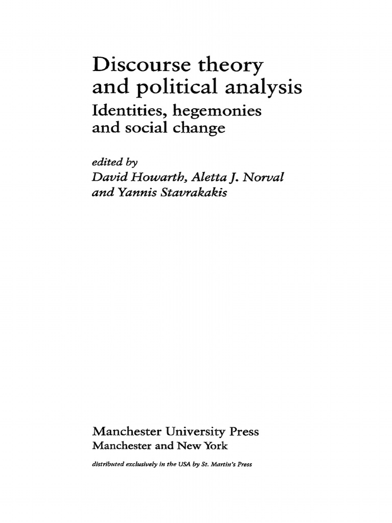 David J. Howarth, Aletta J. Norval, Yannis Stavrakakis - Discourse ...