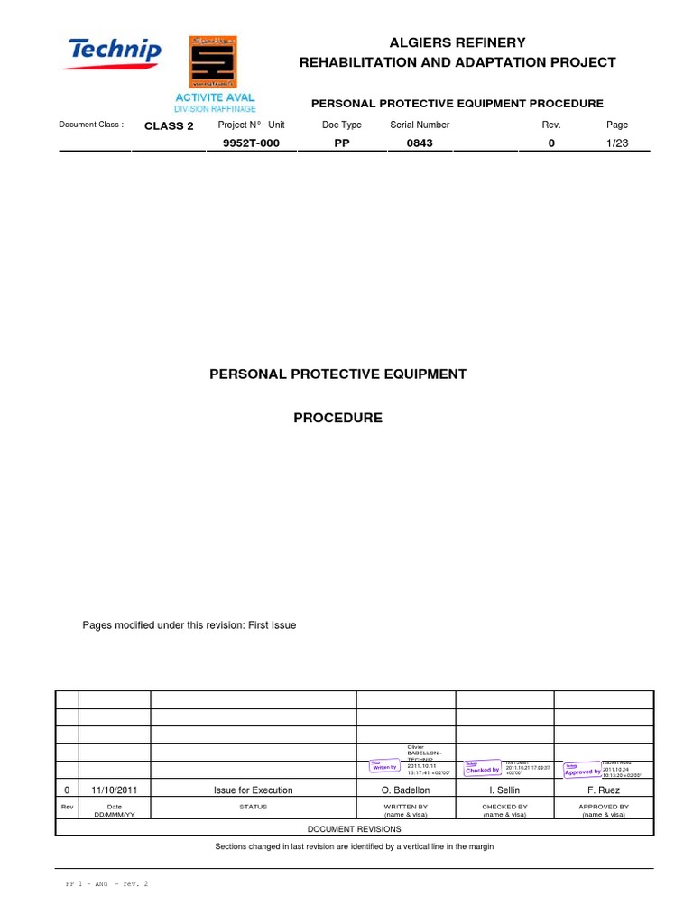 Rehabilitation and Adaptation Project at the Algiers Refinery: Personal ...