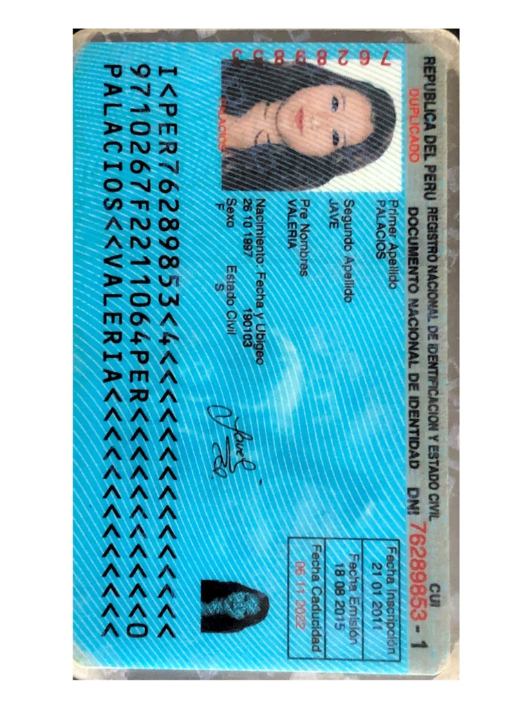 Republica Del Peru Registro Nacional de Identificacion y Estado Civil | PDF