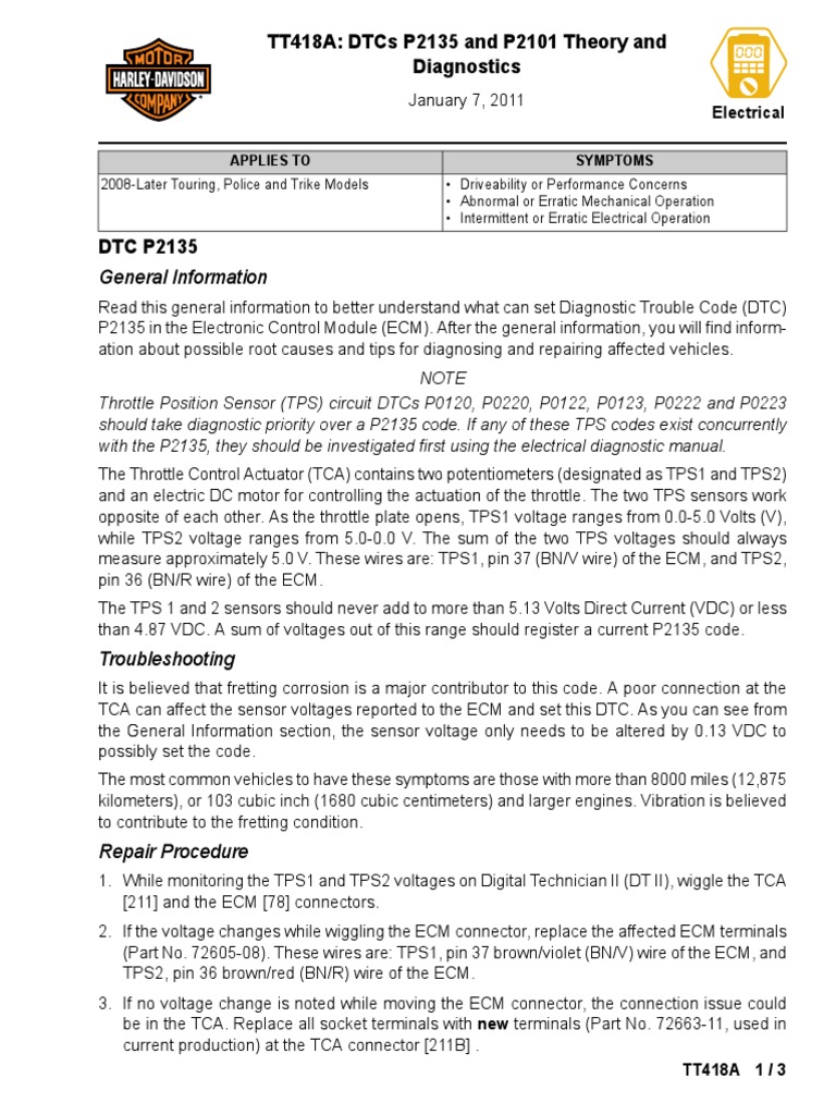 TT418A p2101 Theory and Diagnostics | PDF | Electrical Connector ...