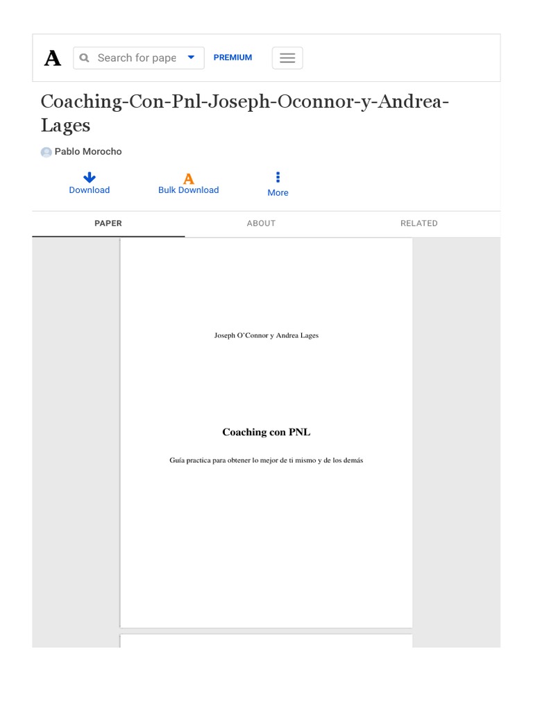 Pdf Coaching Con Pnl Joseph Oconnor Y Andrea Lages Pablo Morocho