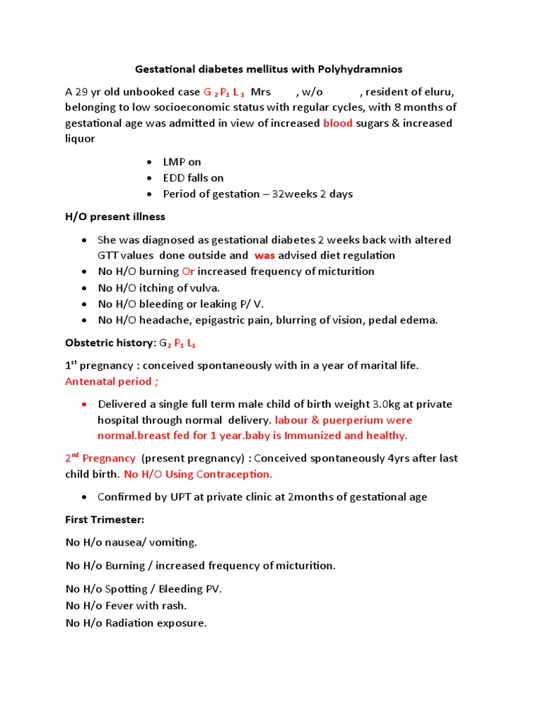 GDM With Polyhydramnios | PDF | Pregnancy | Medicine