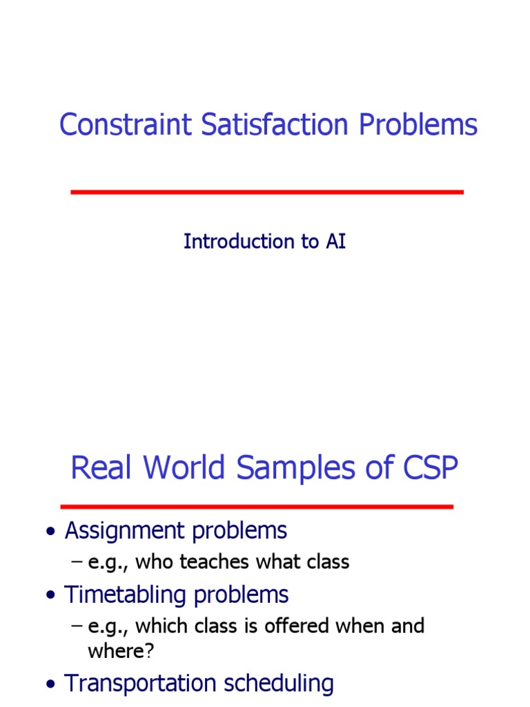 Ai Lect5 Csp Pdf Theoretical Computer Science Applied Mathematics