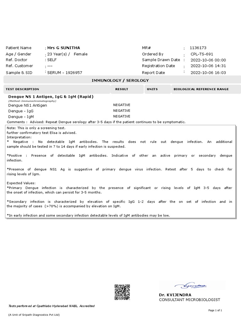Dengue 1 | PDF | Serology | Infection