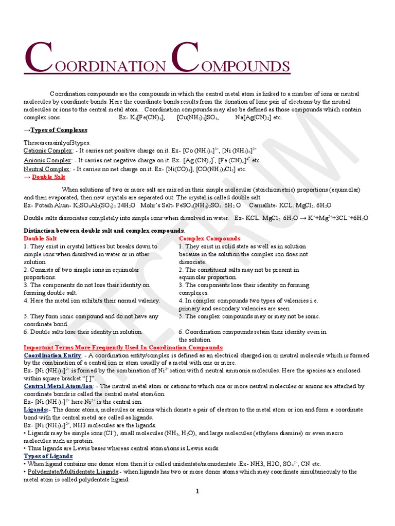 Coordination Compunds | PDF | Coordination Complex | Ligand