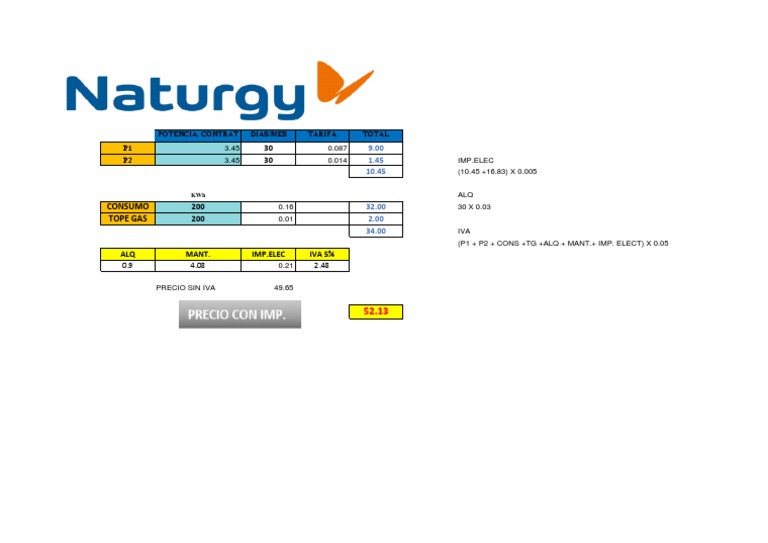 CALCULADORA NATURGY (1) Oficial | PDF