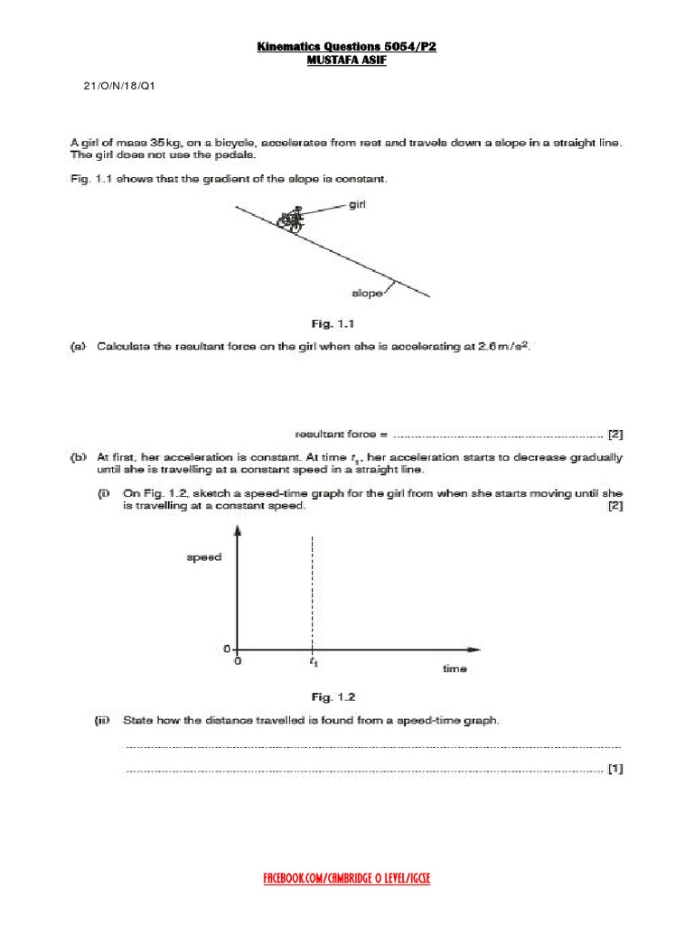 Worksheet O Levels Physics Kinematics | Download Free PDF | Force | Velocity