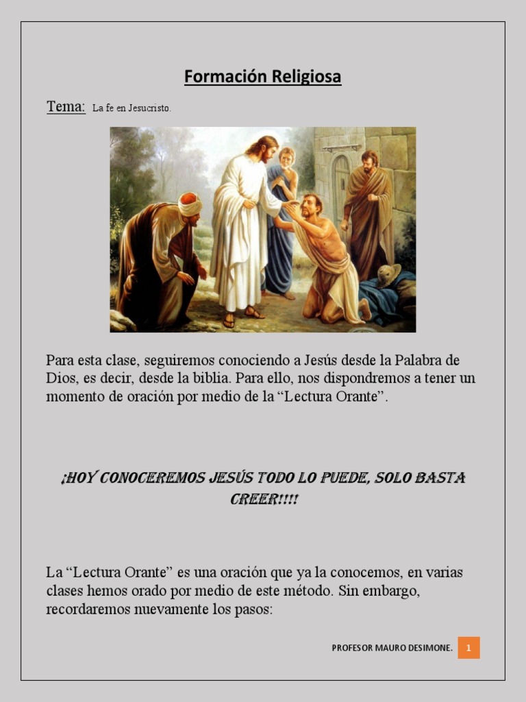 Tema-La Fe en Jesús | PDF | Jesús | Oración