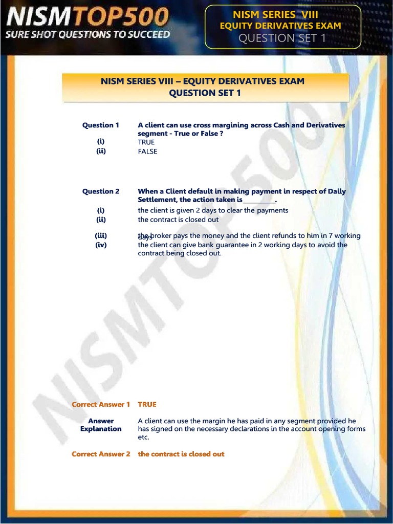 NISM Equity Derivatives Exam Question Set 1 | PDF | Greeks (Finance ...
