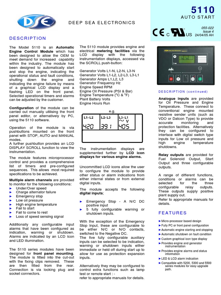 Automatic Engine Control Module 5110 | PDF | Relay | Instrumentation