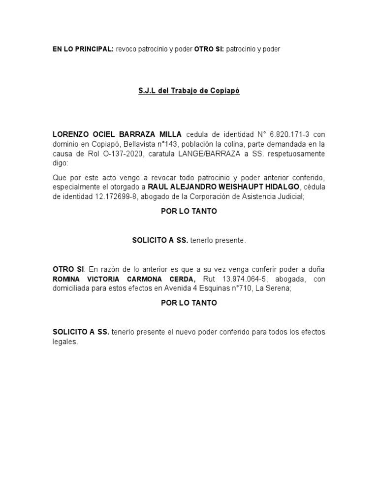 Revoca y Confiere Patrocinio y Poder | PDF