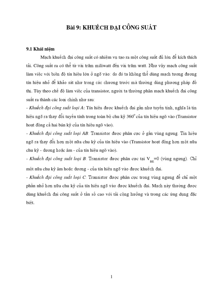 Dien Tu Co Ban Bai 9 Mach Khuech Dai Cong Suat (Cuuduongthancong - Com) | PDF