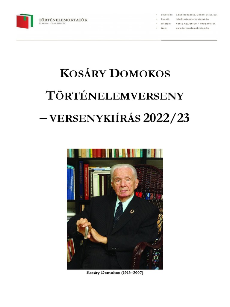 Kosáry Domokos Történelemverseny Versenykiírás 2022-23 | PDF