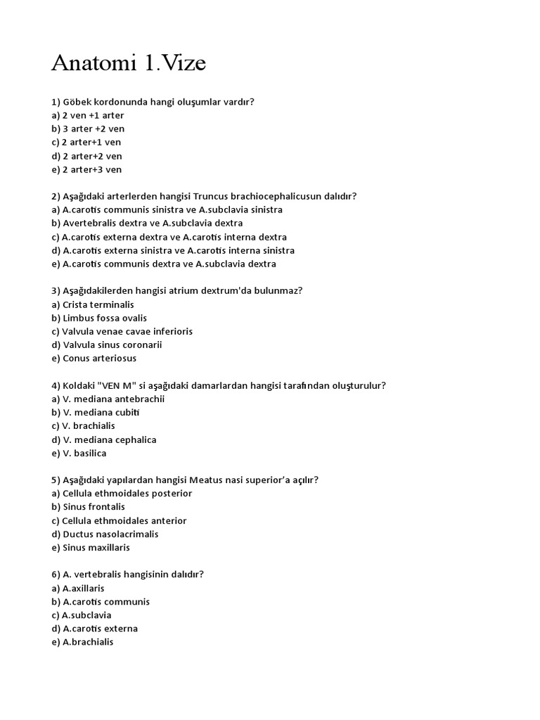 Anatomi 1.vize | PDF