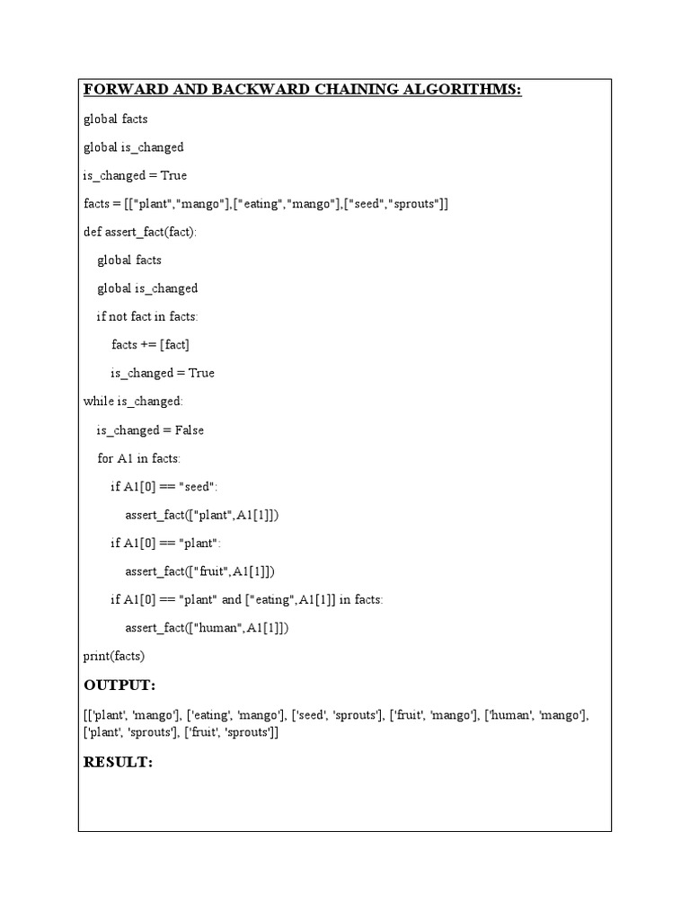 Forward And Backward Chaining Algorithms 2 Pdf