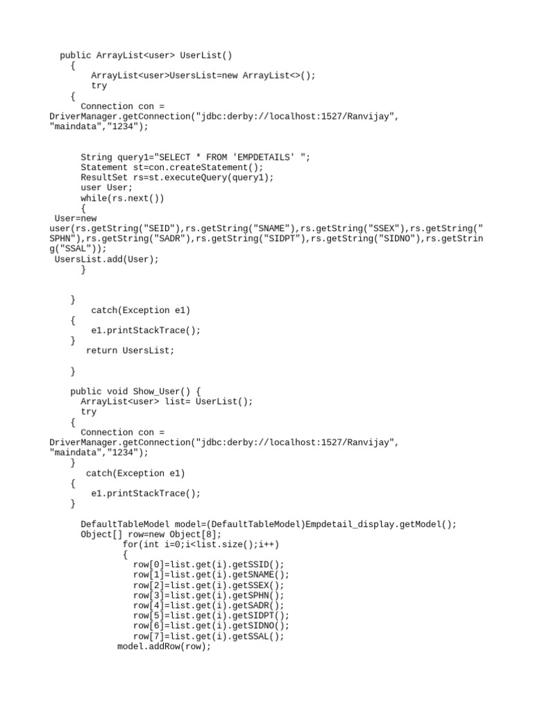 Jtable Display Download Free Pdf Computer Programming Object Oriented Programming