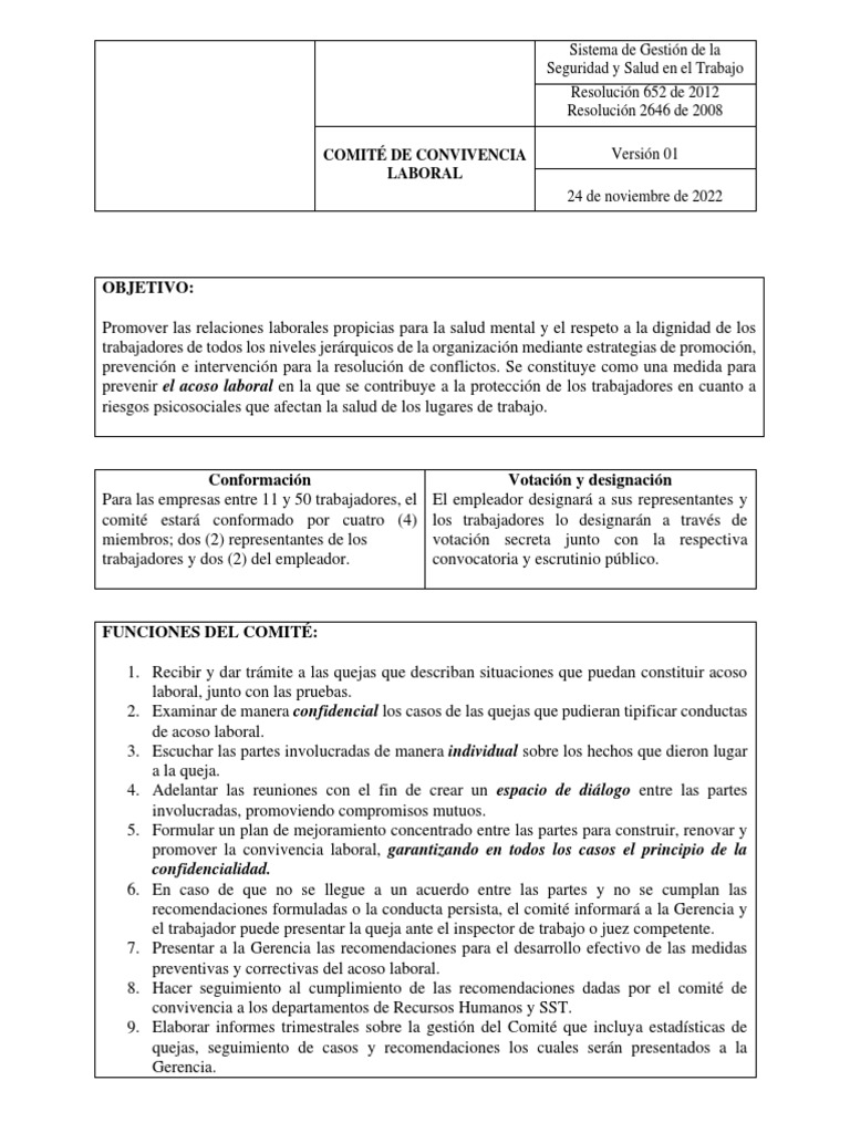 Comite de Convivencia Laboral | PDF | Justicia | Crimen y violencia