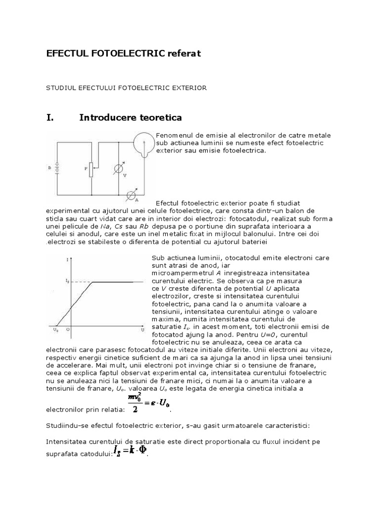 EFECTUL FOTOELECTRIC Referat | PDF