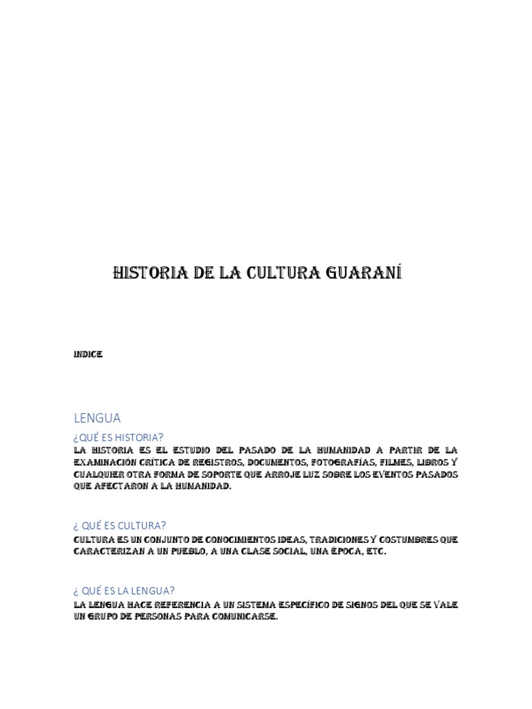 Historia Guarani | PDF | Maíz | Batata