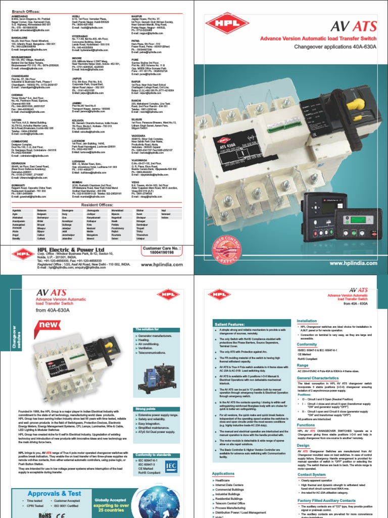 Av Ats Catalogue | PDF | Switch | Fuse (Electrical)