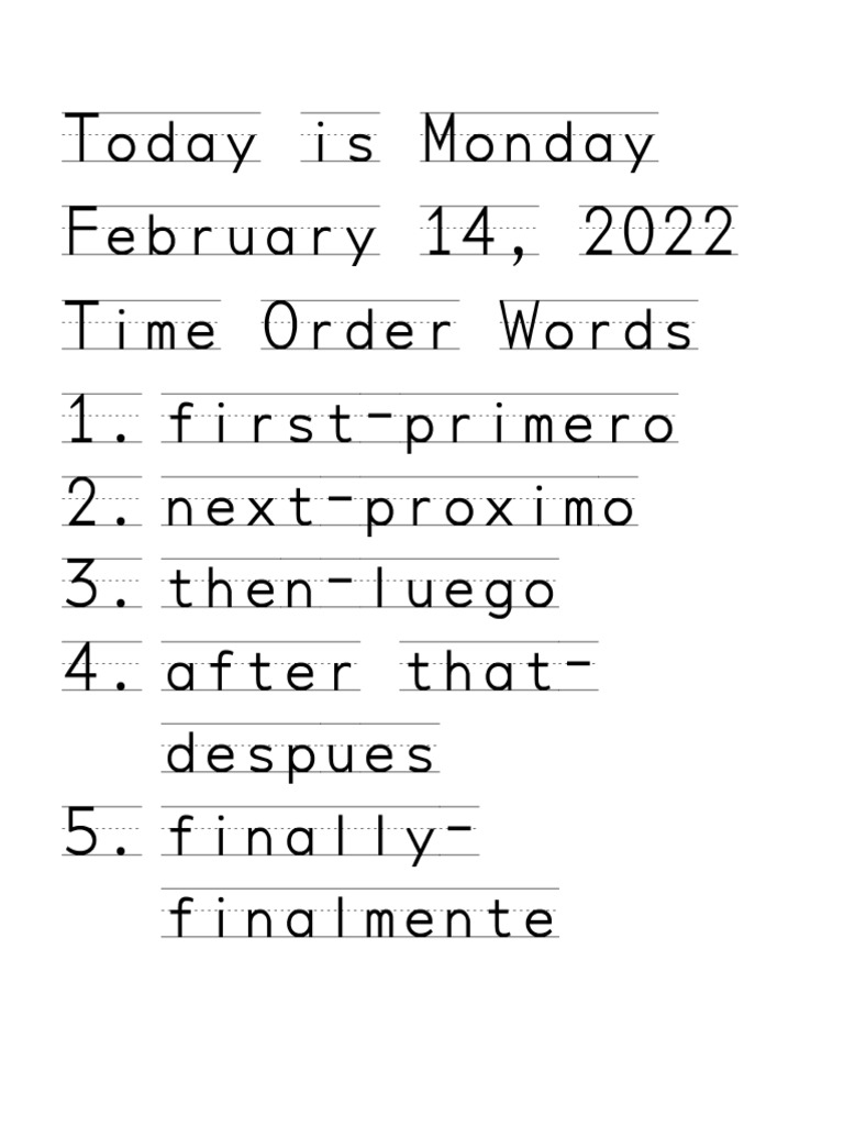 Time Order Words PDF