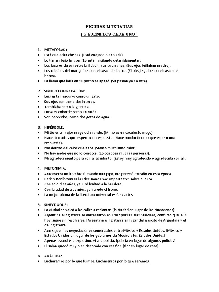Figuras Literarias - Ejemplos | PDF | Poesía