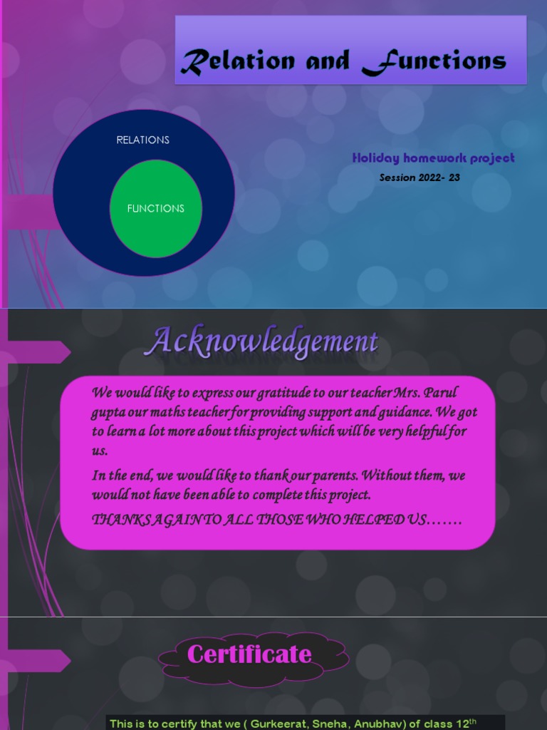Holiday homework project on relations and functions | PDF | Function ...