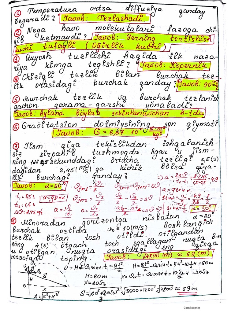 Attestatsiya Tosh-22 200 Test Yechimi | PDF