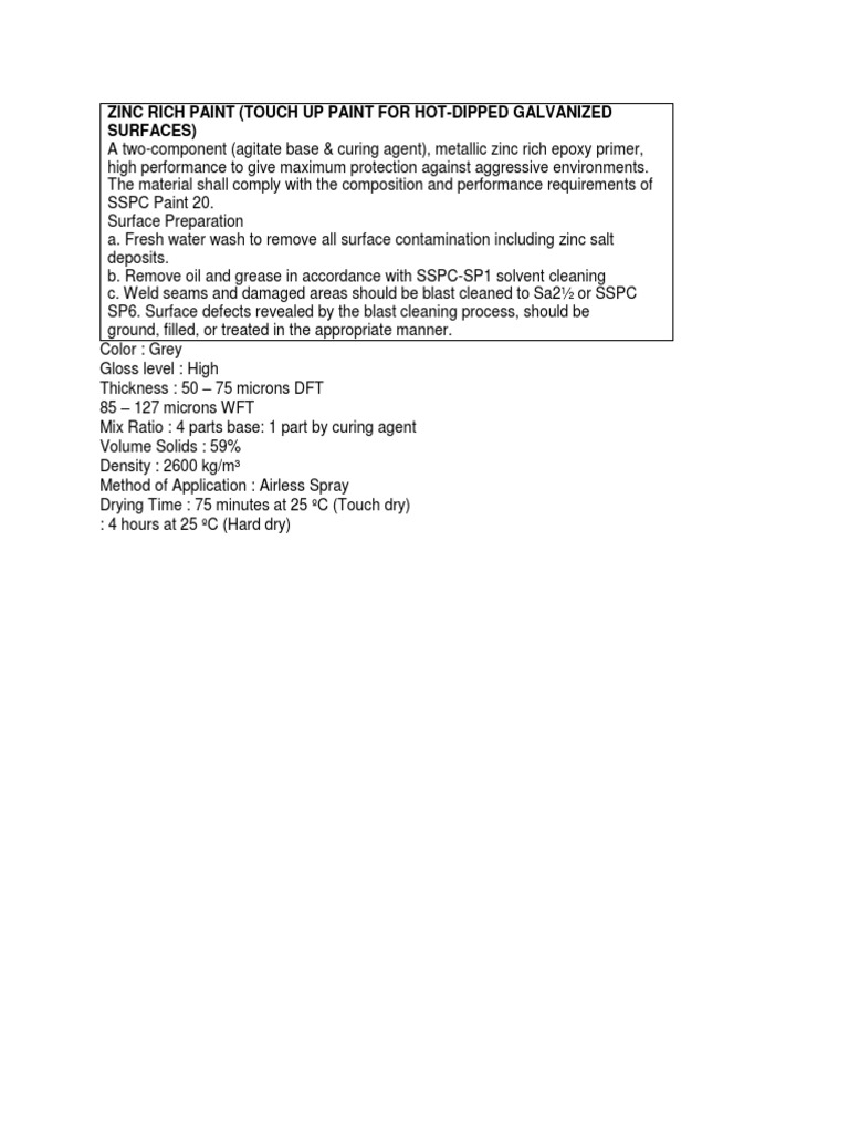 Zinc Rich Paint | PDF