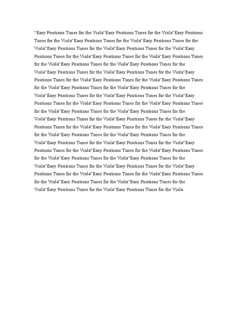 Easy Positions Tunes For The Viola | PDF
