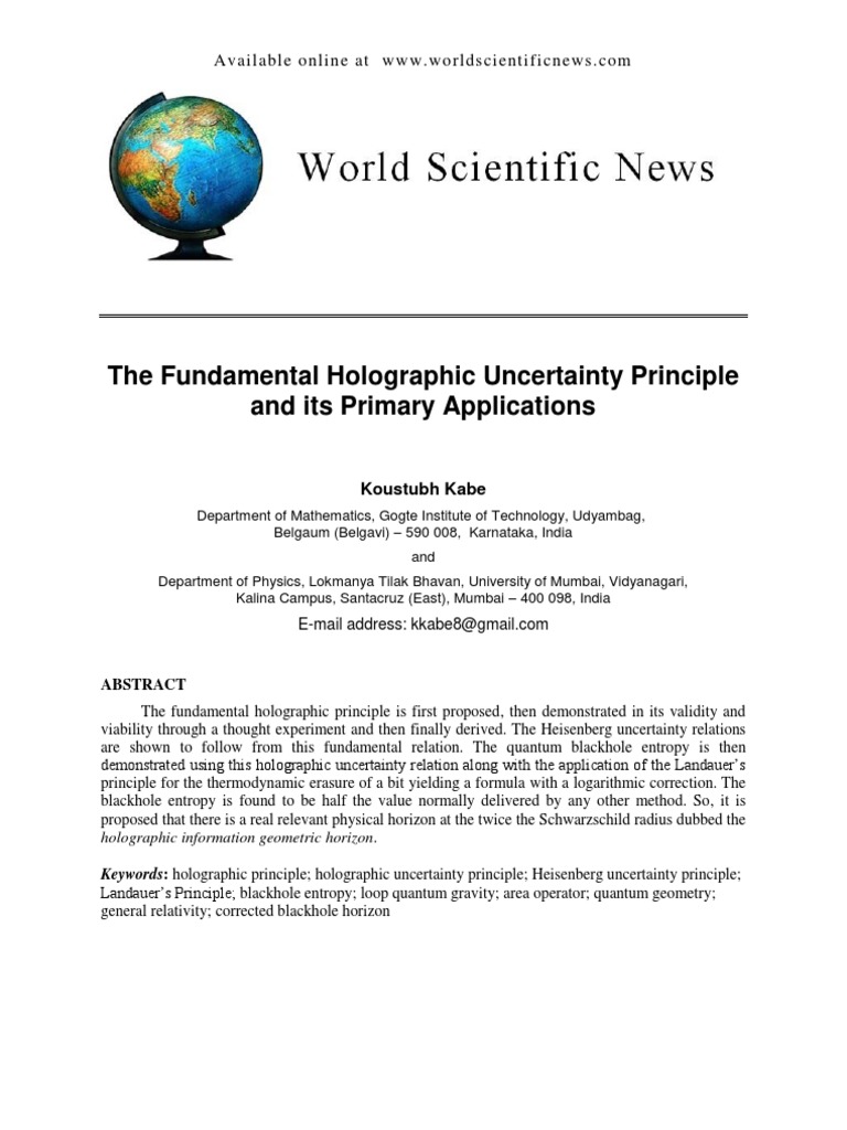 Fundamental Holographic Uncertainty | PDF | Uncertainty Principle | Black Hole