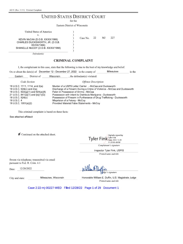 U.S.A. vs. McCaa, Ducksworth Jr. and McCoy | PDF