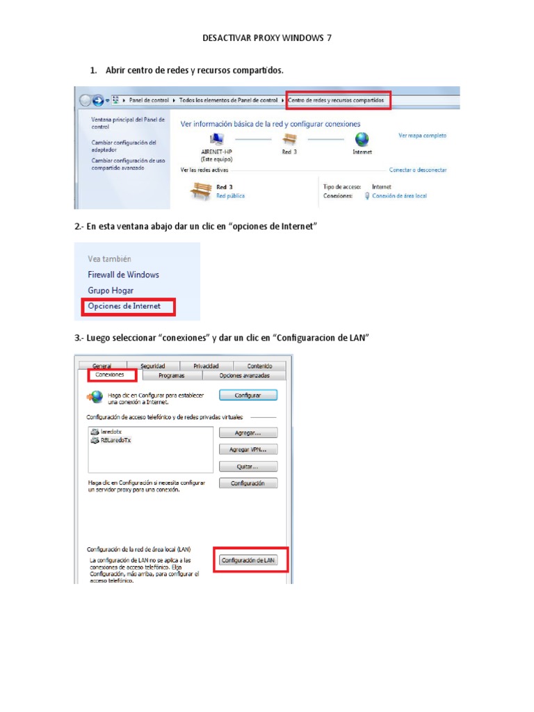 Desactivar Proxy Windows 7 | PDF