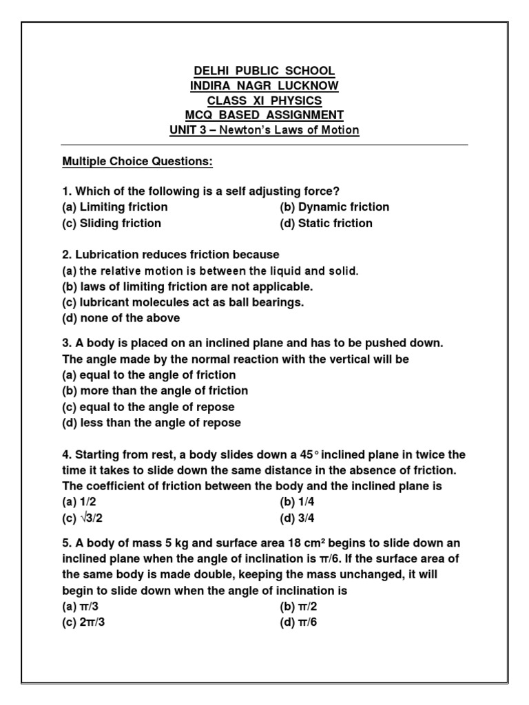 Unit 3 Newton's Laws of Motion | PDF | Force | Friction