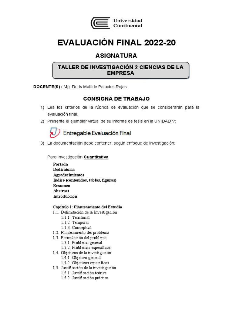 Examen Final 2022-20 Consigna y Rúbrica | PDF