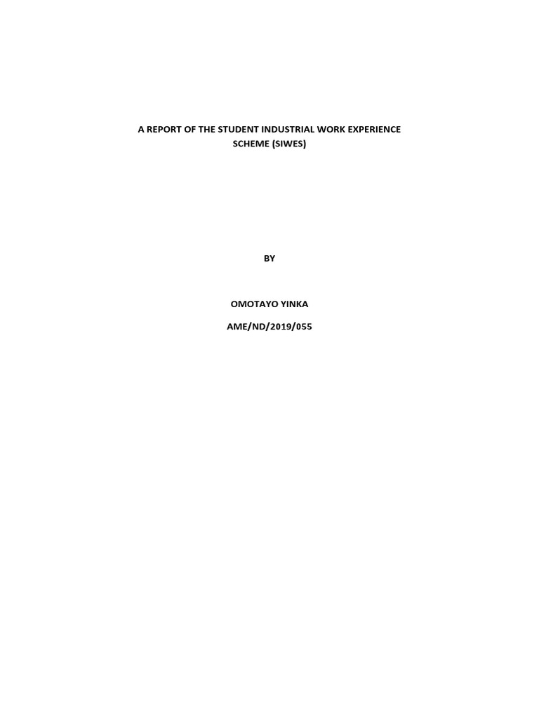 A Report of The Student Industrial Work Experience Scheme | PDF ...