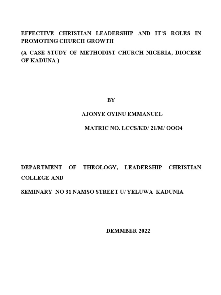 Effective Christian Leadership and It | PDF | Leadership ...