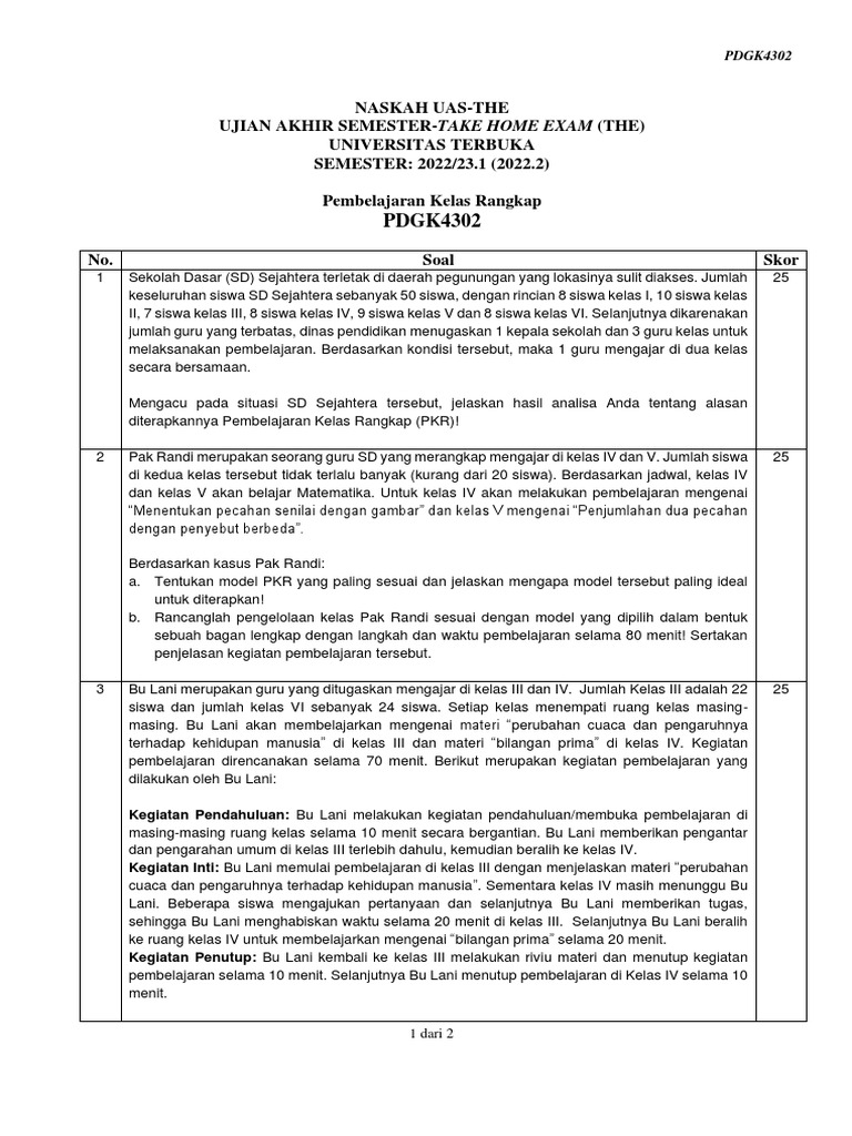 PKR Naskah PDGK4302 The 1 | PDF