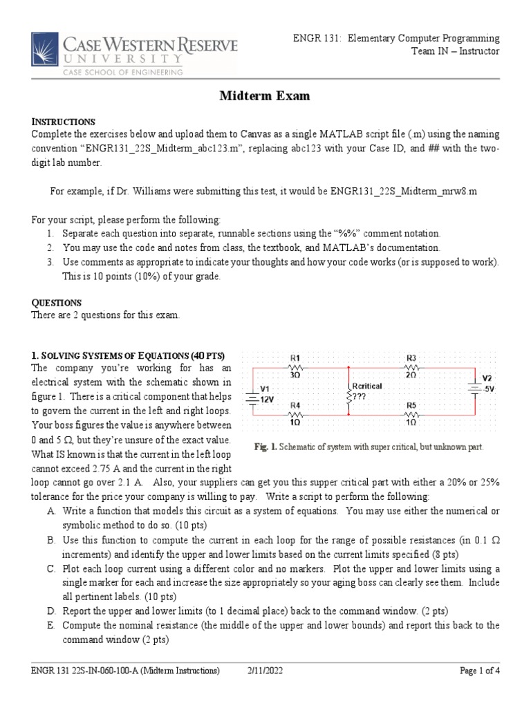 ENGR 131 22S-IN-060-100-A (Midterm Instructions) | PDF | Card Counting | Computer Engineering
