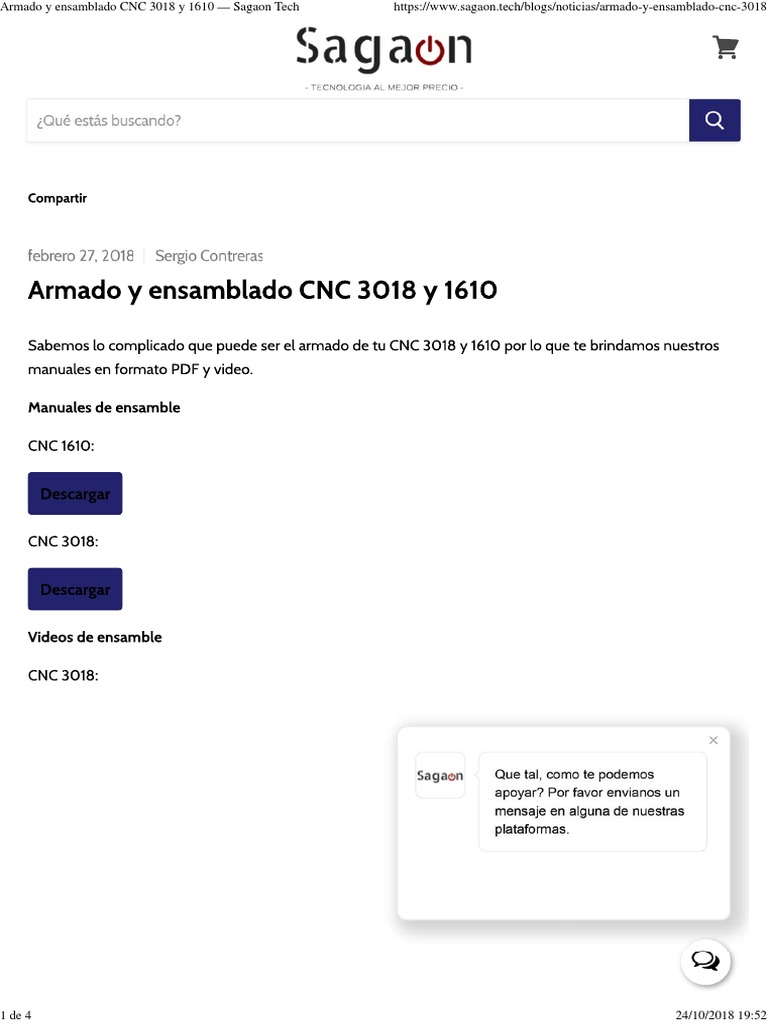 Armado y Ensamblado CNC 3018 y 1610 - Sagaon Tech | PDF