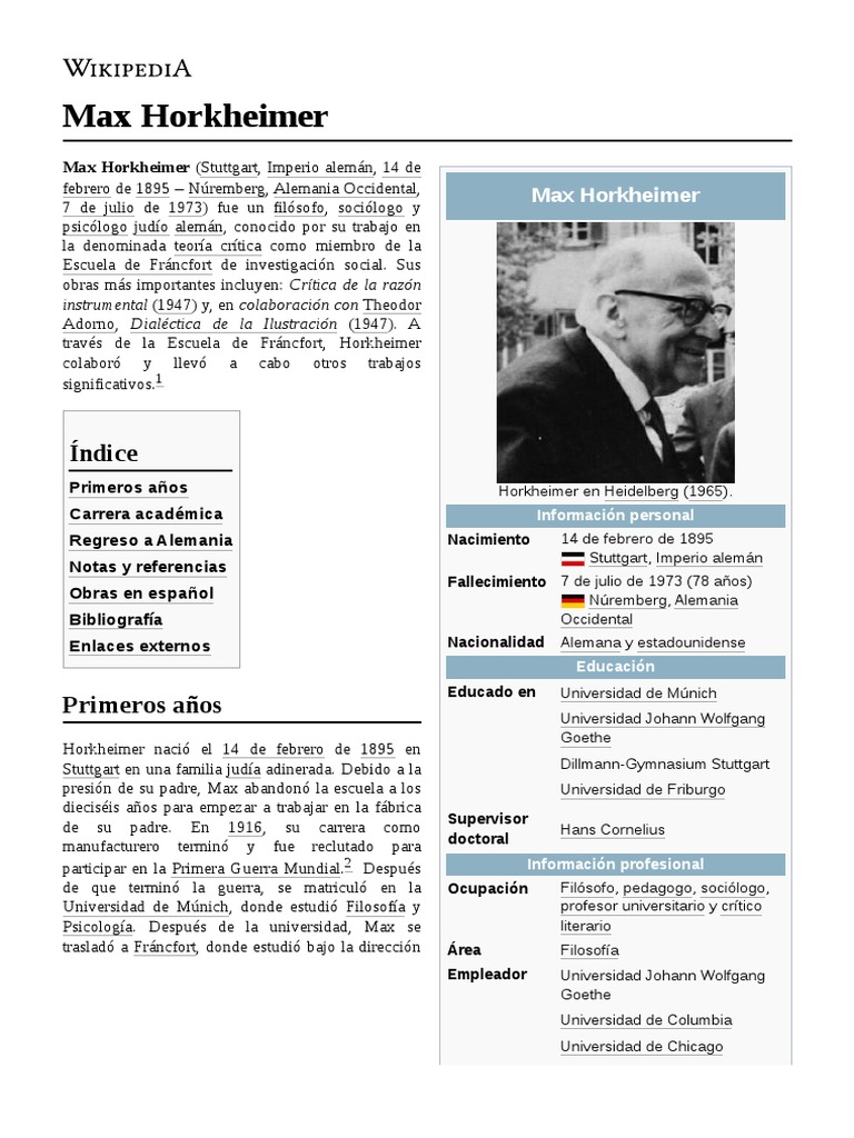 Max Horkheimer | PDF | Escuela de Frankfurt | Neo marxismo