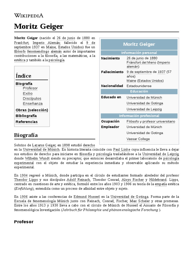 Moritz Geiger | PDF | Filosofia Alemana