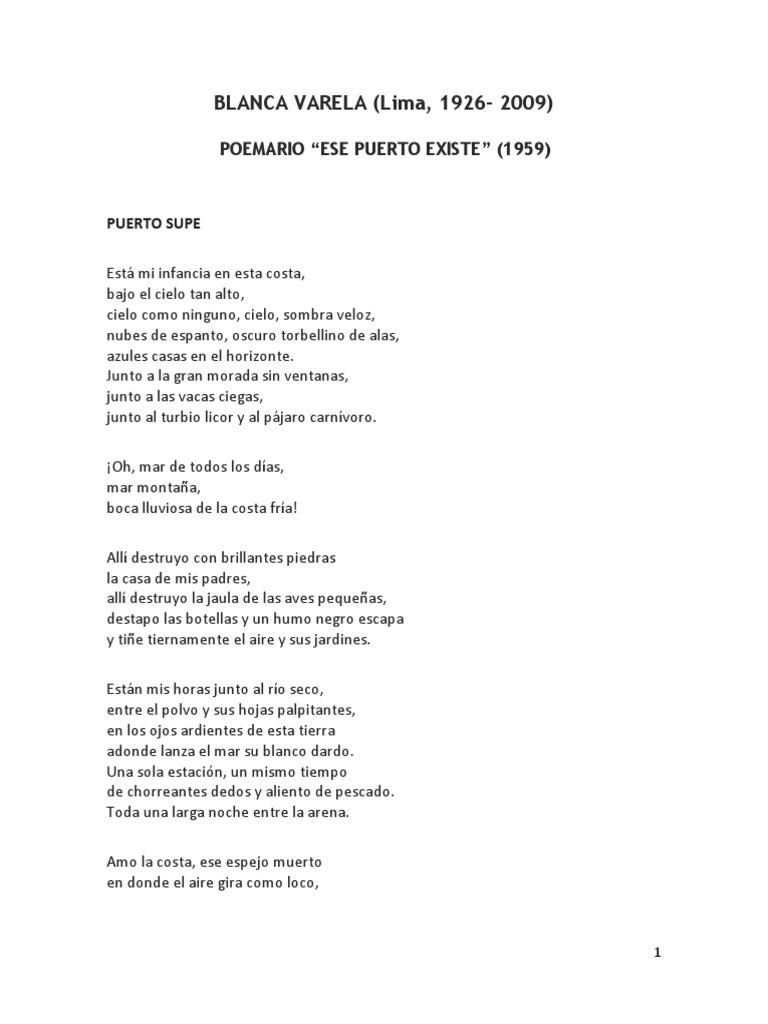 Blanca Varela Ese Puerto Existe 1959 1 | PDF