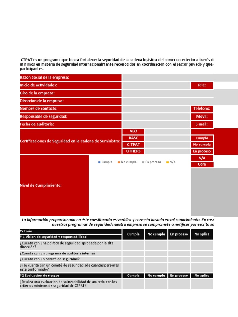 Cuestionario Seguridad Ctpat | PDF | Circuito cerrado de televisión | La seguridad informática