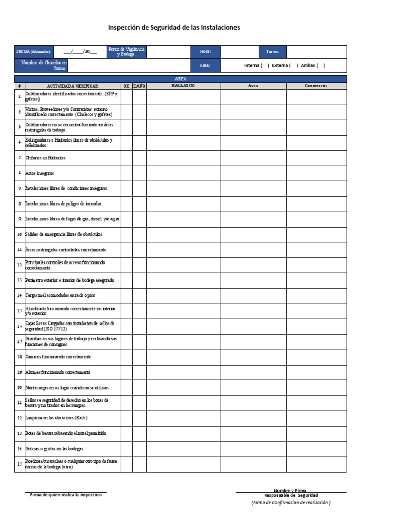 Inspección de Seguridad de Instalaciones | PDF